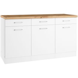 Unterschrank KOCHSTATION, B:150cm H:86cm T:60cm, weiß, Spanplatte, Küche, Schränke, "KS-Milan", Unterschrank 150 cm, matte oder hochglänzende Fronten
