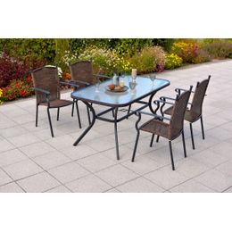 Garten-Essgruppe Merxx, braun, Aluminium, Sicherheitsglas, Wicker/Kunststoffgeflecht, Sitzmöbel-Sets, "»Roma«", Tisch: LxB: 150x85 cm