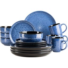 M&auml;ser M&Auml;SER Kombiservice "FILIPPA, Kombiservice, Steinzeug", 16 Stk., blau, Geschirr-Sets, Geschirr-Set, Service