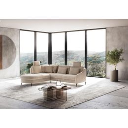 Sit & More Ecksofa SIT & MORE, B:257cm H:90cm T:239cm, beige, 100% Polyester, Wohnzimmer, Sofas, "Soul L-Form", wahlweise mit Bettfunktion und Bettkasten oder