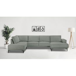 Wohnlandschaft OTTO HOME, B:345cm H:85cm T:210cm, blau, 100% Polyester, Sofas, "XXL Sofa Oland, Struktur, Flachgewebe, Luxus-Microfaser, Boucle",