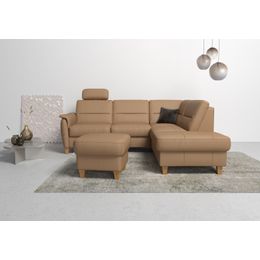 Ecksofa Home Affaire, B:236cm H:89cm T:212cm, braun, Luxus-Microfaser (100% Polyester);Struktur (100% Polyester);Luxus-Microfaser in Lederoptik (100%