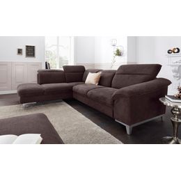 Ecksofa COTTA, B:293cm H:84cm T:232cm, braun, Chenille (90% Polyester; 10% Polyamid );Struktur (100% Polyester ), Wohnzimmer, Sofas, "Teresa L-Form",