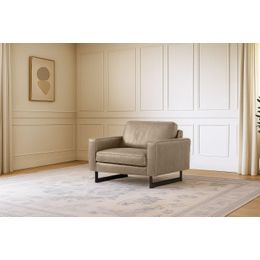 Loveseat Home Affaire, B:105cm H:85cm T:97cm, beige, Luxus-Microfaser in Lederoptik (100% Polyester, ;Cord (92% Polyester, 8% Polyamide), Sessel,