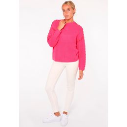 Zwillingsherz Damen Strickpullover ""Stitching"", pink, Gr. L, Strick, Obermaterial: 70% Polyacryl, 30% Wolle, Pullover, kontrastfarbige Nähte, hoher