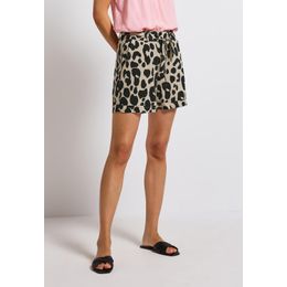 Street One Damen Shorts, beige, Gr. 46, animal-print, Stoff, 100% Viskose, Hosen, im Loose Fit