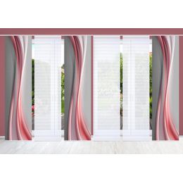 Schiebegardine HOME IN GREEN, B:60cm H:245cm, rot, Polyester, Wohnzimmer, Gardinen, "ELANIA", SET DIGITALDRUCK,BAMBUSOPTIK RECYCELT