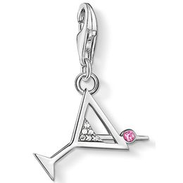 Thomas Sabo Damen Charm-Einhänger "Cocktail", rosa, Silber 925 (Sterlingsilber), Charms, mit Zirkonia (synth.)