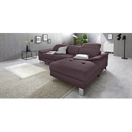 Ecksofa, B:270cm H:94cm T:175cm, braun, exxpo - SOFA FASHION, Kunstleder SOFTLUX;NaturLEDER (echtes Rindsleder) in Sitz und Rücken. Korpus in