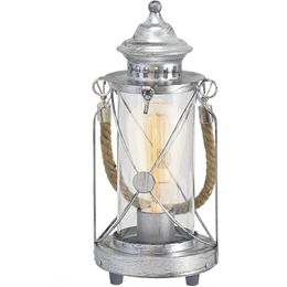 Eglo Tischleuchte "BRADFORD Tischlampe, E27, IP20, Stahl und Glas, Vintage, Retro, Lampe", 1, &Oslash; 14cm H: 33cm, silber, Wohnzimmer, Leuchten,