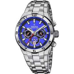 Festina Herren Chronograph "Chrono Bike 2024", silber, Armbanduhren, Armbanduhr, Quarzuhr, Herrenuhr, Stoppfunktion, Edelstahlarmband