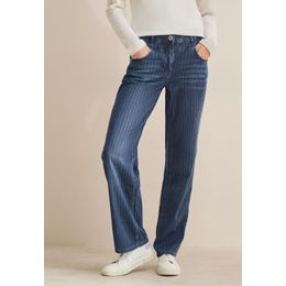 Cecil Damen Loose-fit-Jeans, blau, Gr. 36, gestreift, Stoff, 97% Lyocell, 3% Elasthan, Jeans, im Loose Fit