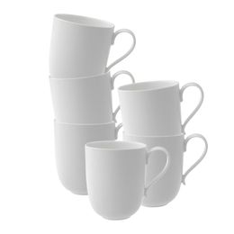 Villeroy & Boch VILLEROY & BOCH Becher "Latte Macchiato Becher New Cottage Basic 370 ml 6er Set weiß", weiß, Trinkgefäße
