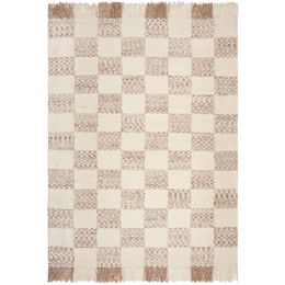 Teppich FLAIR RUGS, B:160cm H:4mm L:230cm, beige, Baumwolle, Polyester, Wolle, Wohnzimmer, Teppiche, "Eric", Boucle-Effekt, Hoch-Tief-Flor