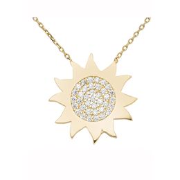 Jobo Damen Kette mit Anh&auml;nger "Sonne", Gelbgold 333, L: 45, gold, Gelbgold 333, Halsketten, 333 Gold mit 37 Zirkonia 45 cm