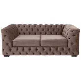 Chesterfield-Sofa Home Affaire, B:190cm H:67cm T:98cm, braun, Sofas, "Kalina", mit klassischer Chesterfield-Knopfheftung