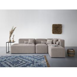 Ecksofa Home Affaire, B:303cm H:76,5cm T:93cm, grau, 100% Polyester, Wohnzimmer, Sofas, "Sundstrup L-Form", Modulserie, individuelle Zusammenstellung