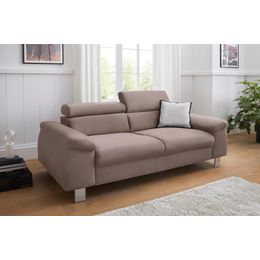 3-Sitzer COTTA, B:193cm T:104cm, braun, Microfaser PRIMABELLE (100% Polyester);Kunstleder SOFTLUX;Feinstruktur (100% Polyester);Kunstleder