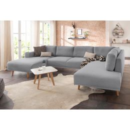 Wohnlandschaft Home Affaire, B:355cm H:84cm T:203cm, grau, Filzoptik (100% Polyester);Luxus-Microfaser (100% Polyester);Struktur fein( 100%
