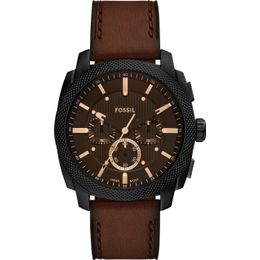 Fossil Kinder Chronograph "MACHINE", schwarz, Armbanduhren, Quarzuhr, Armbanduhr, Herrenuhr, Lederarmband, analog