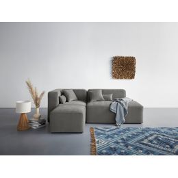 Ecksofa Home Affaire, B:233cm H:76,5cm T:93cm, grau, 100% Polyester, Wohnzimmer, Sofas, "Sundstrup L-Form", Modulserie, individuelle Zusammenstellung