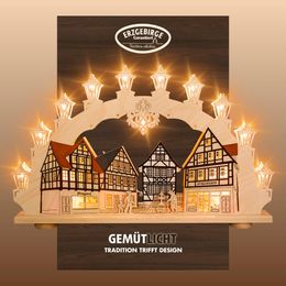 Weigla LED Schwibbogen "Altstadt, Fachwerkhaus, Lichterbogen aus Holz, Made in Germany", B/H/T: 66cm x 41cm x 6cm, rot, Schwibb&ouml;gen, Erzgebirge