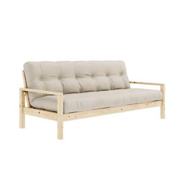 Schlafsofa Karup Design, B:205cm H:79cm T:95cm, beige, Matratzenmaterialzusammensetzung: Futonmatratze mit Knopfheftung, H&ouml;he 14 cm, aus recyceleten