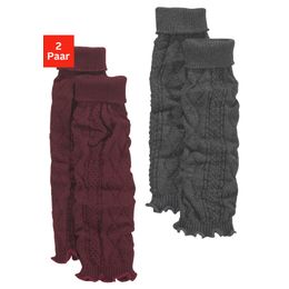 Lavana Damen Stulpensocken, rot, Obermaterial: 97% Polyacryl, 2% Polyamid, 1% Elasthan, uni und meliert, Socken, mit Zopfstrickmuster