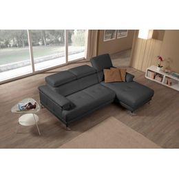 Ecksofa Egoitaliano, B:250cm H:99cm T:166cm, schwarz, Leder &raquo;BULL&laquo; (echtes Rindsleder). Geschliffenes, pigmentiertes und behandeltes Rindsleder mit