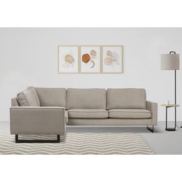 Ecksofa Home Affaire, B:290cm H:85cm T:250cm, grau, Luxus-Microfaser in Lederoptik(100% Polyester);Cord (92% Polyester, 8% Polyamide), Wohnzimmer,