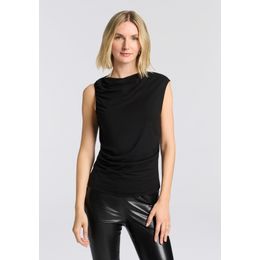 BOSS Orange Damen Shirttop "Enima Premium Damenmode", schwarz, Gr. XL, unifarben, Jersey, Obermaterial: 55% Baumwolle, 37% Modal, 8% Elasthan, Tops,