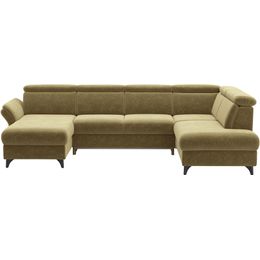 Sit & More Wohnlandschaft SIT & MORE, B:321cm H:84cm T:193cm, braun, 100% Polyester, Sofas, "Glendale, U-Form", inkl. Kopfteilverstellung,wahlweise mit