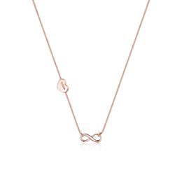 Elli Damen Kette mit Anhänger "Infinity Herz 925 Sterling Silber", 45, ohne Stein, Silber 925 (Sterlingsilber), L: 45, rosa, Silber 925