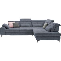 Ecksofa, B:317cm H:84cm T:220cm, blau, SET ONE BY Musterring, 100% Polyester, Wohnzimmer, Sofas, "SO 3400 Sitzhöhe 47cm oder 49cm, Sitztiefe