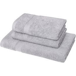 Handtuch Set Dyckhoff, silber, Walkfrottier, Obermaterial: 100% Baumwolle, Handtuch-Sets, "Planet", 2 Handt&uuml;cher (50x100cm), 1 Duschtuch (70x140cm)