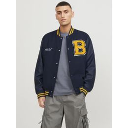 Jack & Jones JACK & JONES Herren Collegejacke "JORCOLLEGE WOOL BLEND BOMBER NOOS", blau, Gr. XS, mehrfarbig, Web, Obermaterial: 93% Polyester, 7% Wolle, Jacken