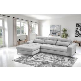Ecksofa, B:260cm H:85cm T:176cm, grau, exxpo - SOFA FASHION, Wohnzimmer, Sofas, "Bonito, mit Rücken- und Sitztiefenverstellung, inkl. Bett &