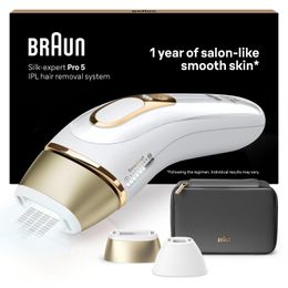 Braun Damen IPL-Haarentferner "Silk·expert Pro 5 PL5140", gold, IPL-Haarentferner, 2 Aufsätze, mit Aufbewahrungstasche