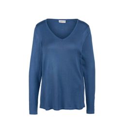 GOLDNER Damen Strickpullover "Unkomplizierter Pullover mit V-Ausschnitt", blau, Gr. 42, Obermaterial: 100% Polyacryl PAN., Pullover