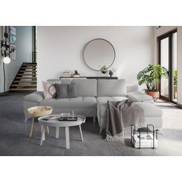 Sit & More Ecksofa SIT & MORE, B:270cm T:163cm, silber, Wohnzimmer, Sofas, "Latigo L-Form", mit Recamiere, wahlweise mit Bettfunktion und Bettkasten