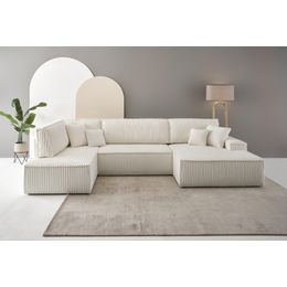 Wohnlandschaft OTTO HOME, B:329cm H:85cm T:195cm, beige, Bezugstoff 100% PES ;Gramatur 400g/qm +/- 5%, Sofas, "FINNLEY, U-Form XXL 329 cm,
