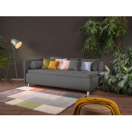 Schlafsofa Alina, B:207cm H:80cm T:102,5cm, grau, Struktur TMD (100% Polyester), Jugendzimmer, Sofas, "Kiana", mit Bettkasten und Zierkissen,