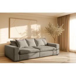 Big-Sofa Home Affaire, B:260cm H:83cm T:120cm, beige, 100% PES, Sofas, "Venslev", Lounge-Sofa, mit extra tiefer Sitzfläche und losen Kissen