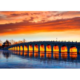 papermoon Fototapete "Beijing Summer Palace Bridge", B/L: 4m x 2,6m, Bahnen: 8 Stk., bunt, Tapeten