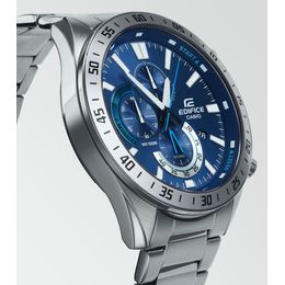 CASIO EDIFICE Damen Chronograph, silber, Armbanduhren, Quarzuhr,Armbanduhr,Herrenuhr, Edelstahlarmband, bis 10bar wasserdicht