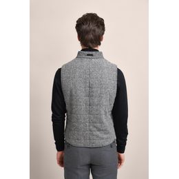 Bugatti Herren Kurzweste, grau, Gr. 58, unifarben, 50% Wolle, 30% Polyester, 20% Baumwolle, Westen, mit tonalem Fischgratmuster