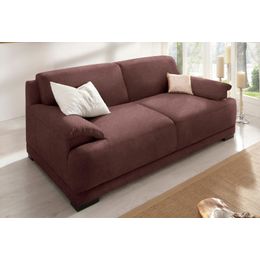 3-Sitzer Home Affaire, B:218cm H:80cm T:96cm, braun, dicke Luxus-Microfaser in Lederoptik (100% Polyester);Chenille (100%