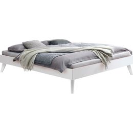 Holzbett Hasena, B:106cm H:41cm L:205cm, wei&szlig;, MDF, Betten, "Calvari", mit einer Fu&szlig;h&ouml;he von 25 cm
