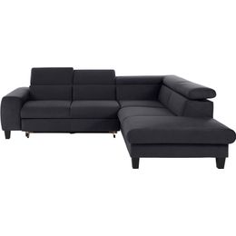 Ecksofa COTTA, B:249cm H:75cm T:207cm, grau, Microfaser PRIMABELLE (100% Polyester);Flachgewebe (100% Polyester);Samtvelours (100% Polyester),