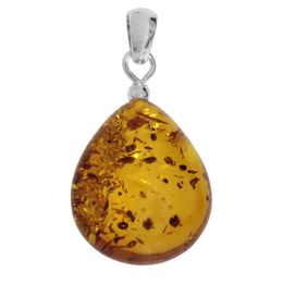 OSTSEE-SCHMUCK Damen Kettenanh&auml;nger "OSTSEE-SCHMUCK Anh&auml;nger Tropfen ca. 22 mm lang - Silber 925/000", 32 x 14mm, Bernstein, 2,9 g, wei&szlig;, Bernstein,